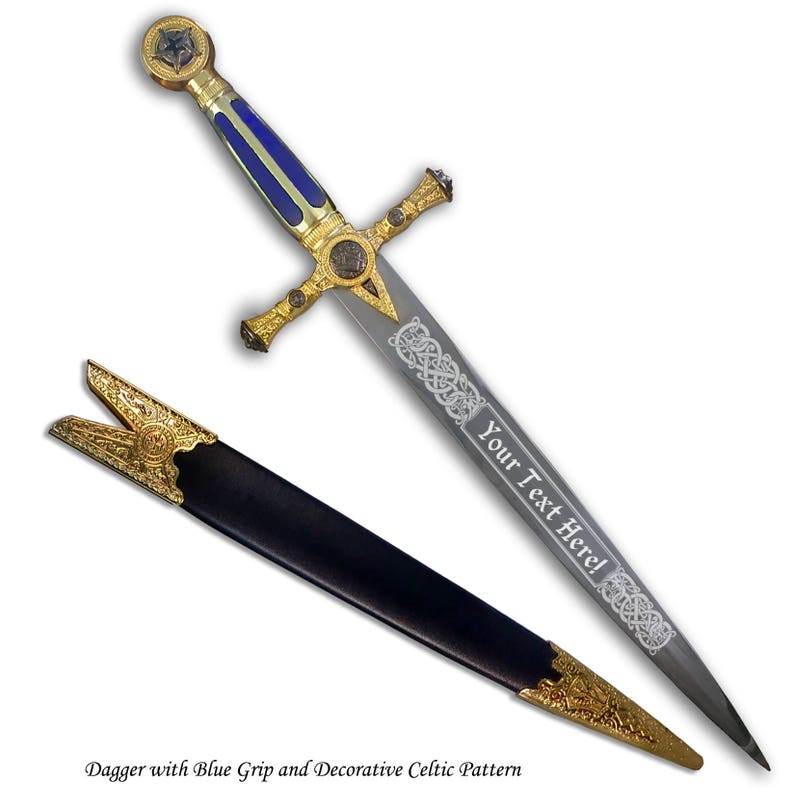 Custom Engraved Masonic Short Sword With Red or Blue Handle and ...