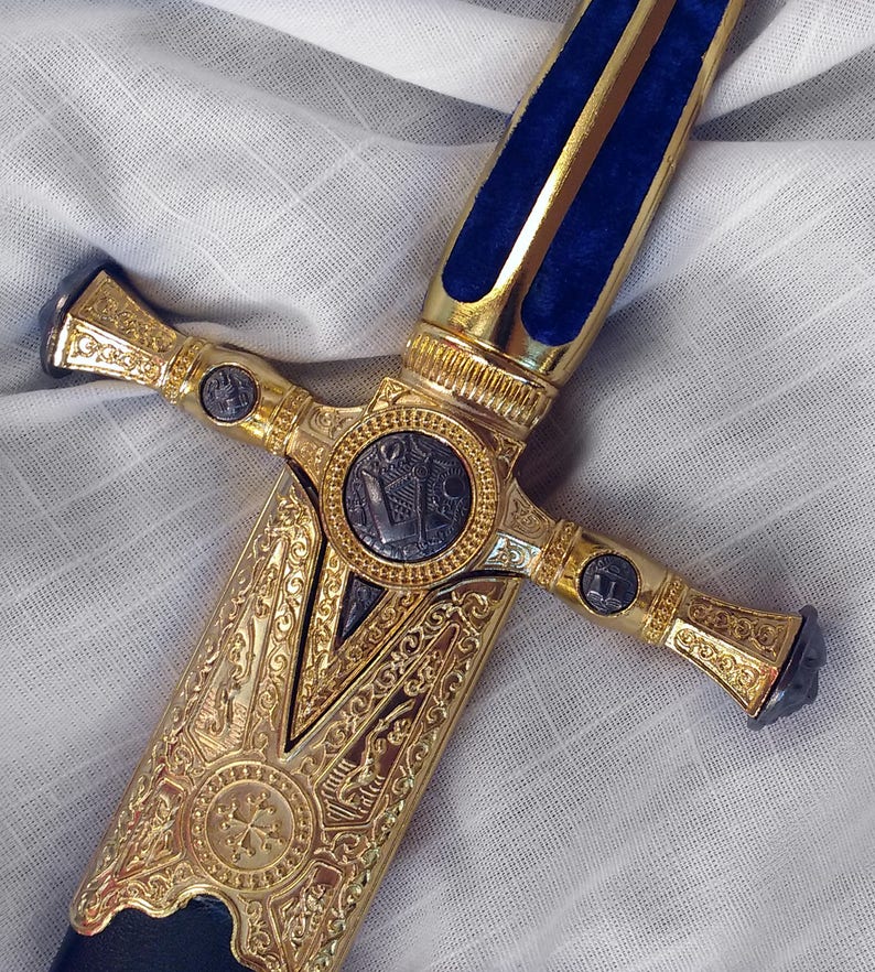 Custom Engraved Masonic Short Sword With Red or Blue Handle and ...