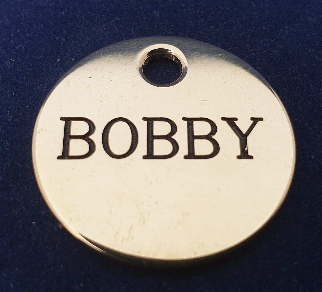 Deeply Engraved Solid Brass Dog Tag, 25mm Round - Etsy