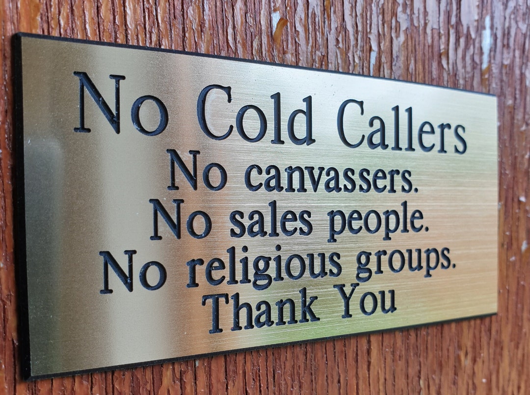 Engraved No Cold Callers Sign, Gold & Black Plastic Plaque - Etsy UK