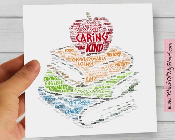 Custom Books & Apple Word Art Design Printable. Perfect for | Etsy