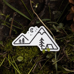 Minimalist Line Art Mountain Sticker - Etsy