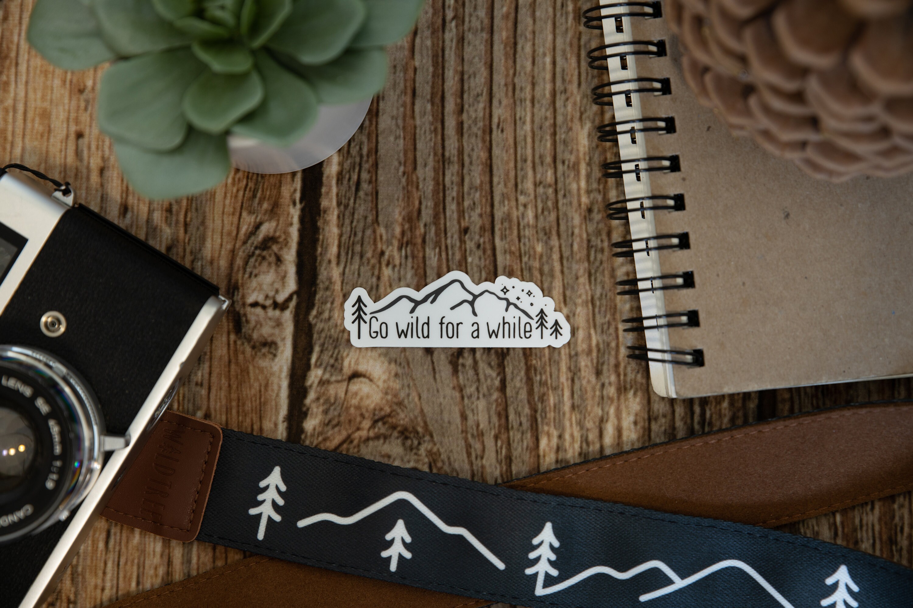 Go Wild for a While Sticker Trees & Mountains Black/white - Etsy