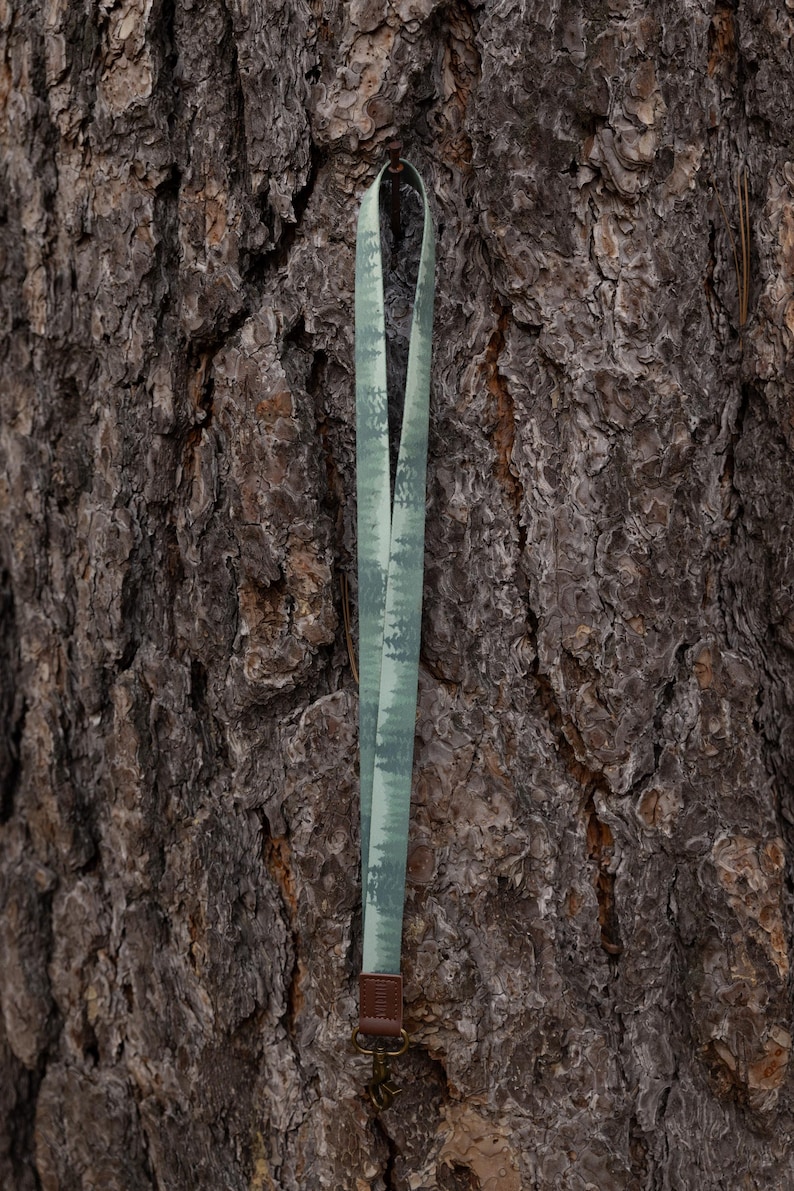 Neck Lanyard - Foggy Forest - Misty Treeline Printed in Green Long ...