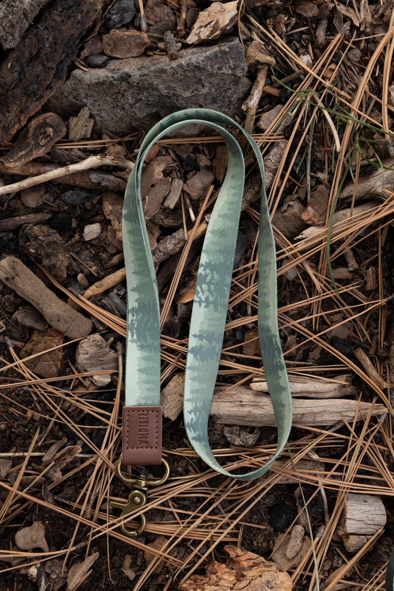 Neck Lanyard - Foggy Forest - Misty Treeline Printed in Green Long ...