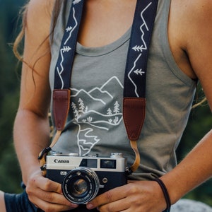 Camera Strap Simple Mountain Design, Outdoor Adventure, Blue Color ...