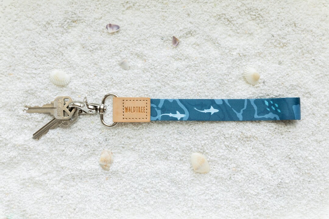 Wristlet Keychain - Ocean - Coastal Vibes, Waves, Fish, Turtle, Shark ...