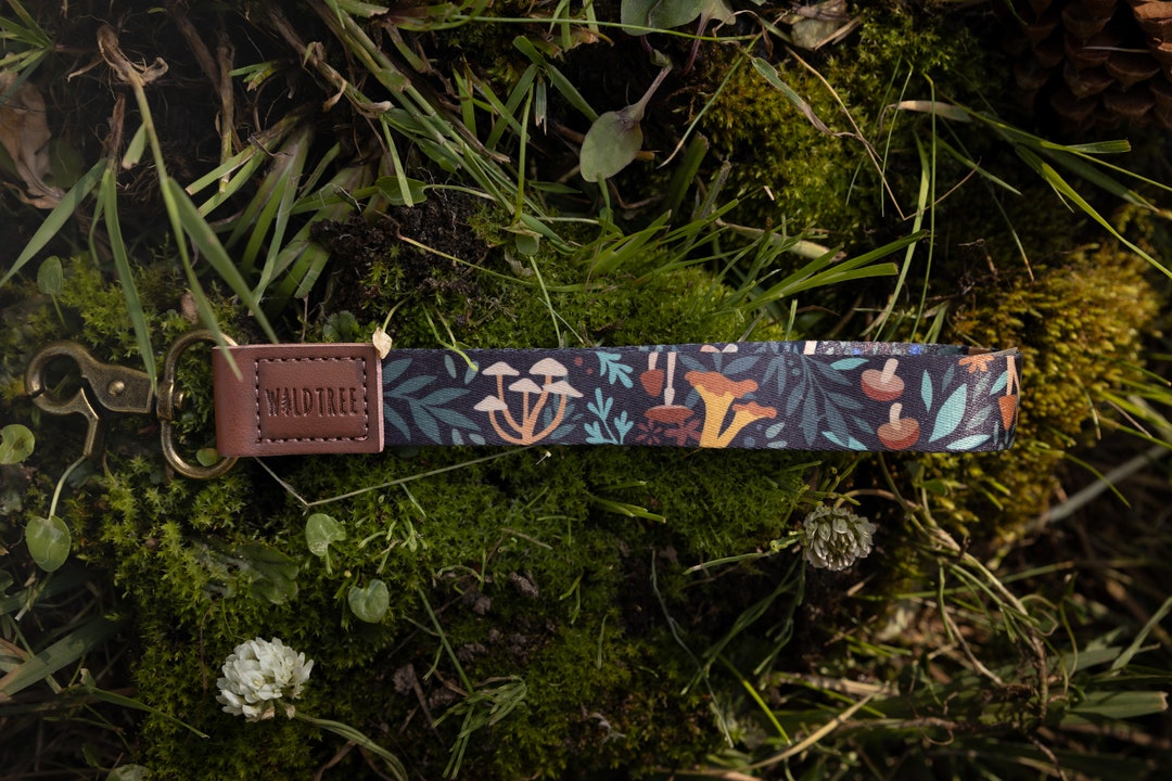 Wristlet Keychain - Forest Foliage Design - Mushroom, Forest Plant ...