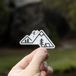 Minimalist Line Art Mountain Sticker - Etsy
