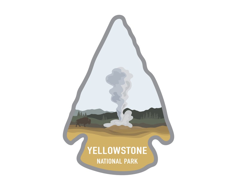 Yellowstone National Park Sticker | Wyoming State Souvenir, Arrowhead ...