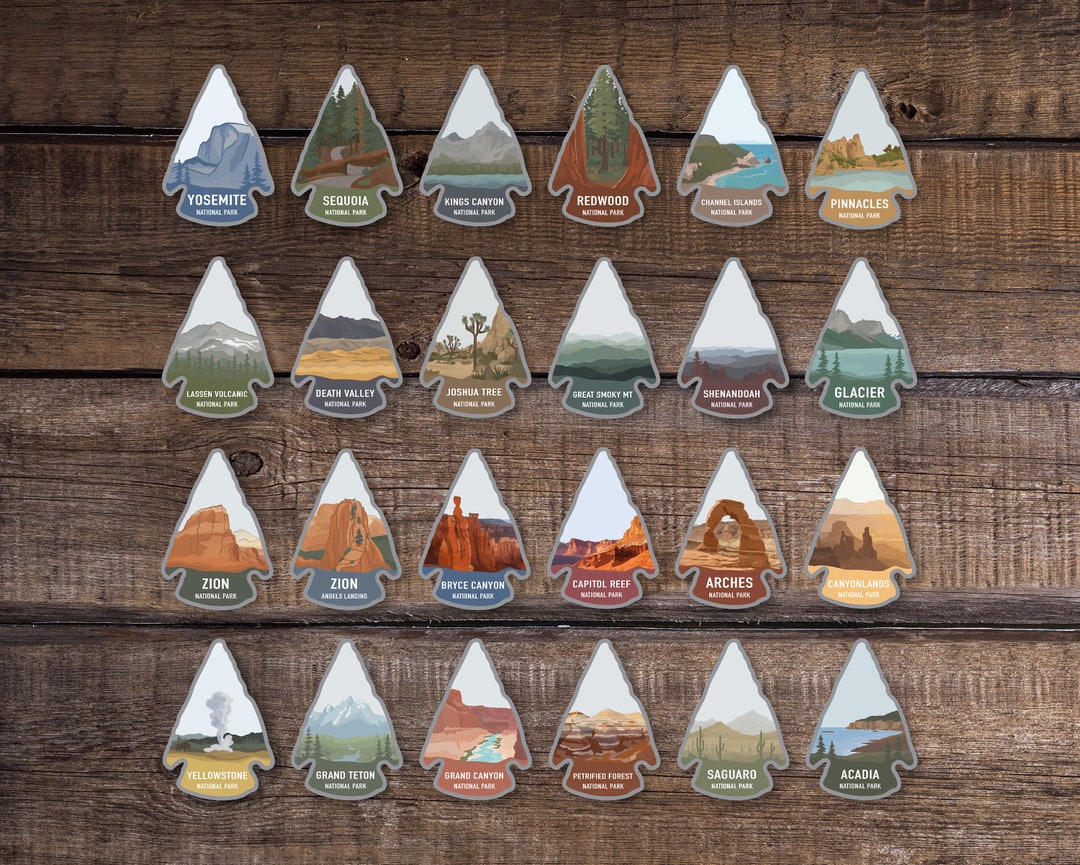 National Park Sticker Pack, Mix and Match 3, 5, 10, 15, 20 Arrowhead ...