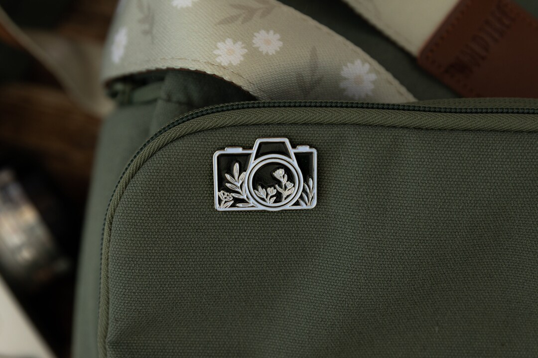 Camera Floral Enamel Pin | Backpack, Hike, Travel, Exploring Nature ...