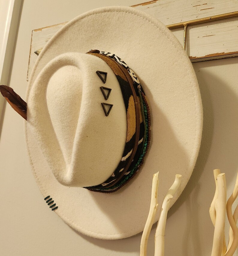 Custom Wool Fedora With Flair- Triple Triangle Cream - Etsy
