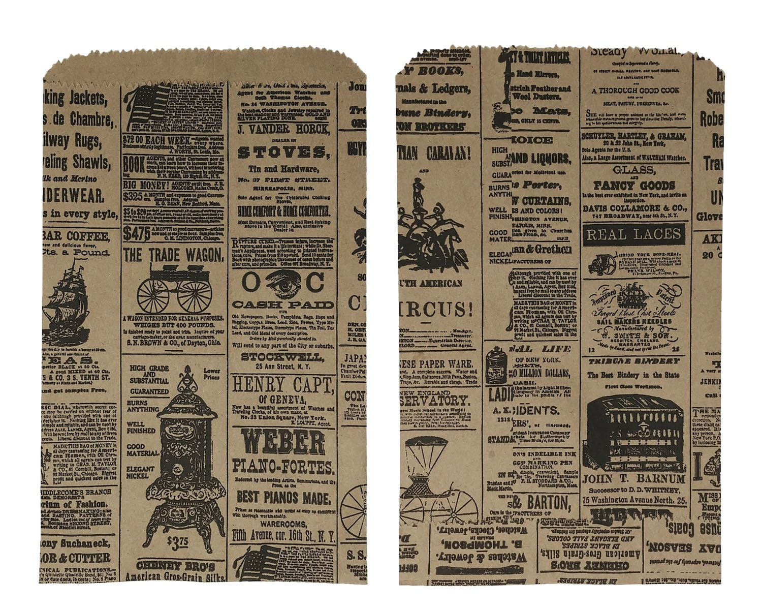 100 Pack 6x9 Newsprint Paper Bags Vintage Rustic Kraft Party - Etsy
