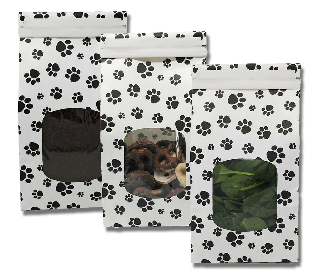 Reusable Paw Print Tin Tie Bags - 1 Lb Treat Pouches for Candy, Coffee ...