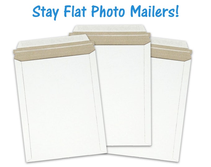 10 Pack 6x8" Stay Flat Mailers, Quality White Rigid Mailers, 5x7 Photo ...