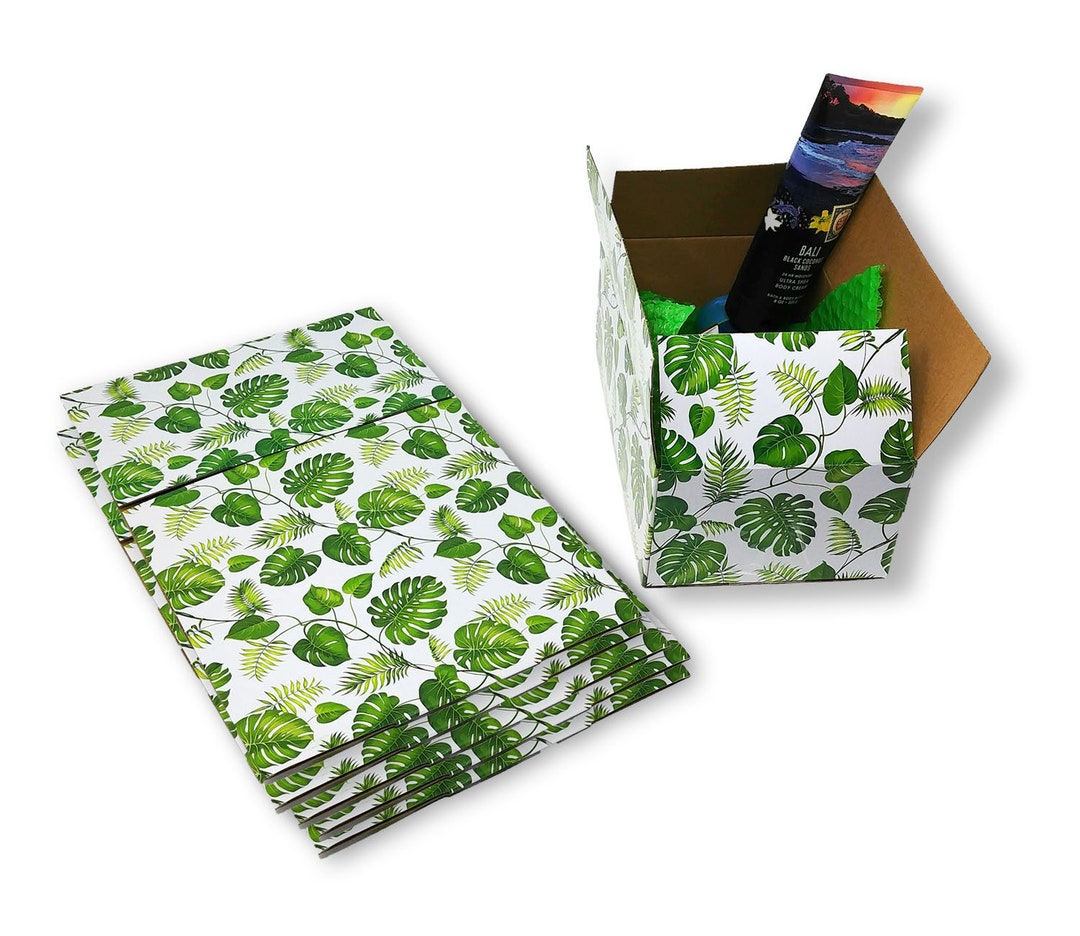 12 Pack 10x6x4" Banana Leaf, Palm Tree Designer Boxes, Recyclable ...