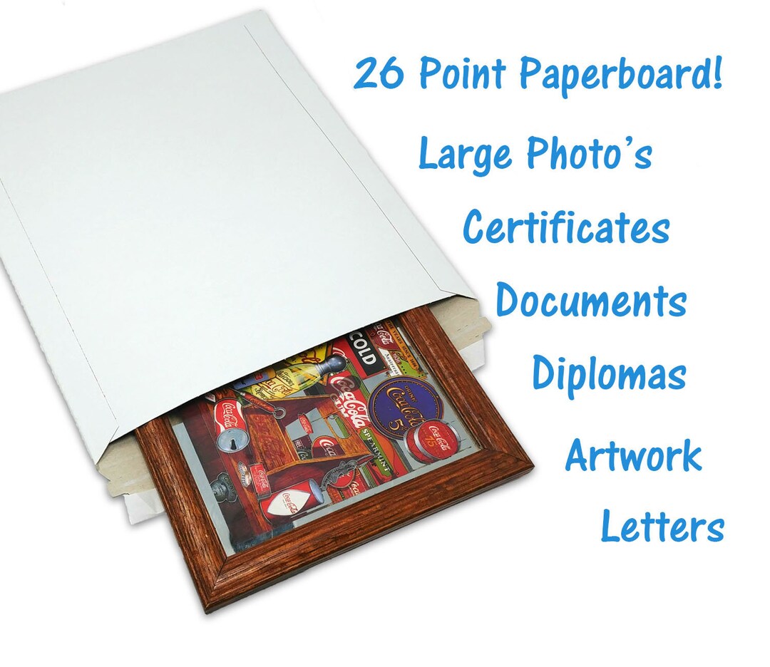 25 Pack 12.75x15" White Stay Flat Mailers, Quality Rigid Photo Flats ...