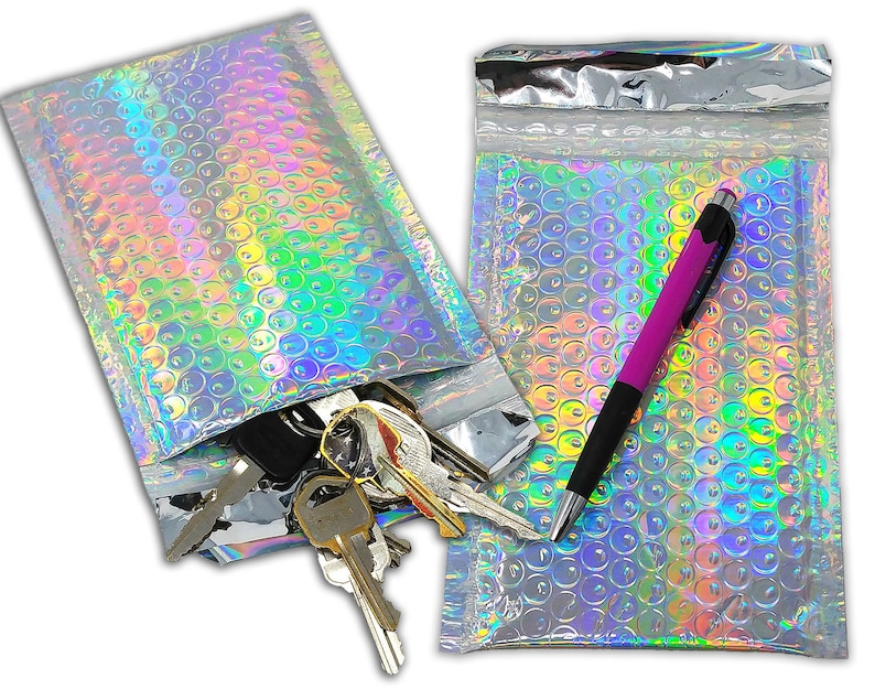 20 Pack 4x8 Holographic Metallic Bubble Mailers Padded - Etsy