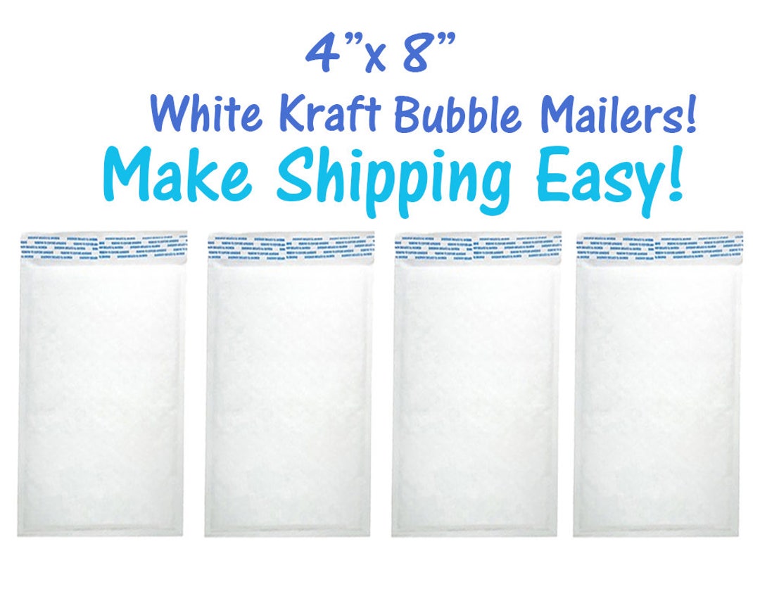 4x8" White Kraft Bubble Mailers, Padded Quality Envelope Mailers,self ...