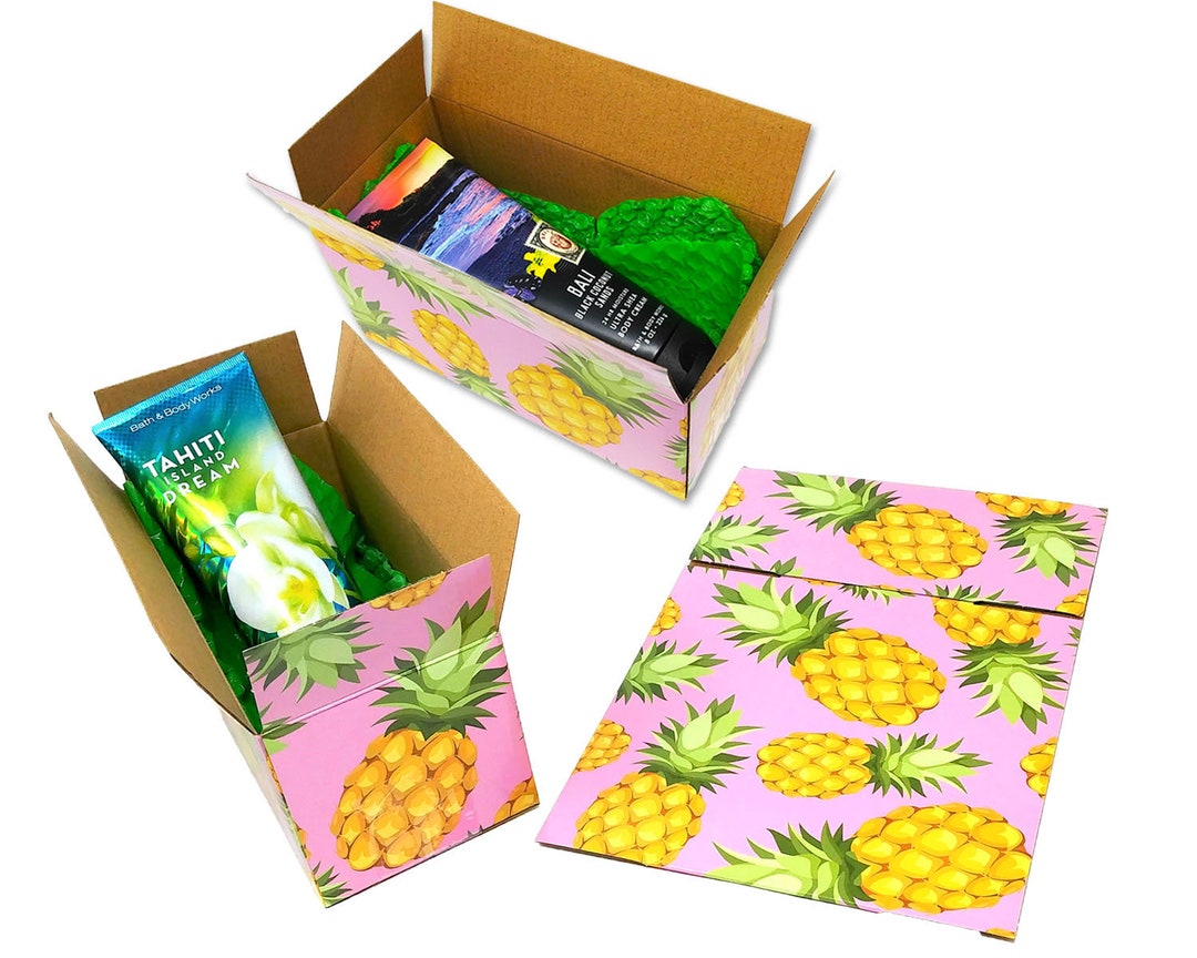 6 Pack 8x4x4" Pink Pineapple Designer Boxes, Recyclable, Reusable ...
