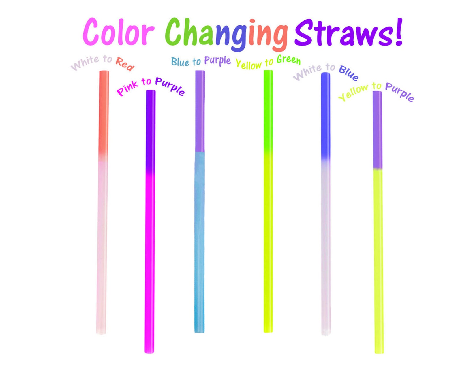15 Pack Awesome Color Changing Drinking Straws 9 Inch Quality | Etsy