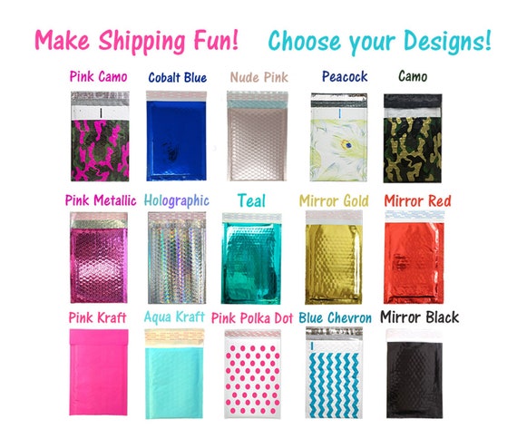 50 Lot 6 x10 Fun Padded Colored Envelopes Poly Bubble Mailers Metallic Poly Kraft Quality Protective Self Seal Mailing Shipping Bags 0