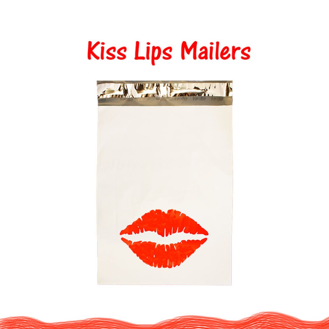 100 Pack 10x13 Kissy Lips Flat Poly Mailers, Self Seal Mailing Bags ...