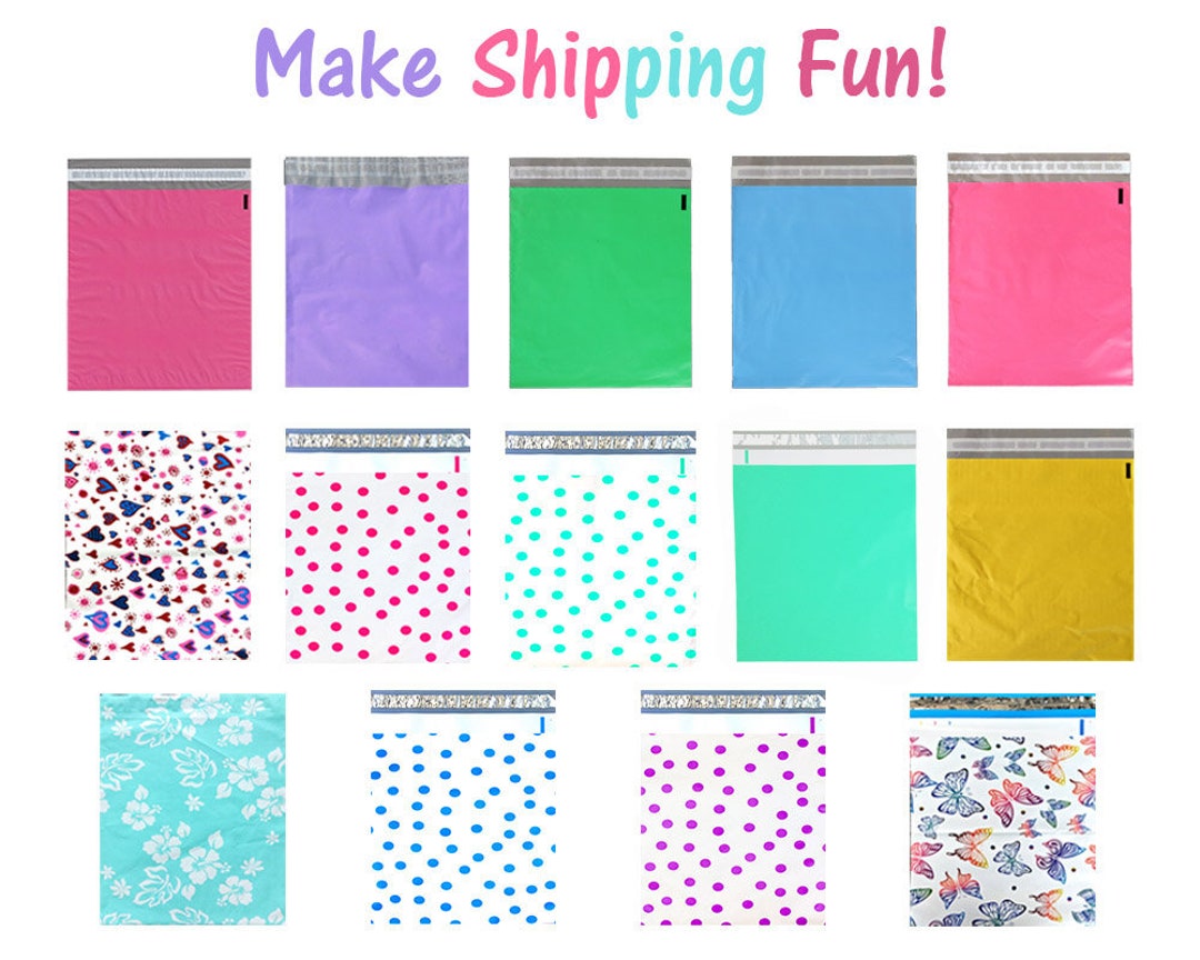 200 Pack 12" X 15" Awesome Design Flat Poly Mailer Bags, Colored ...