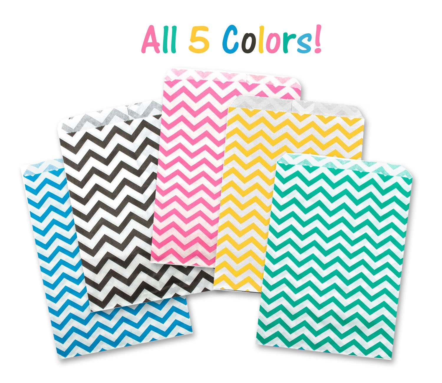 100 Pack 6x9 Paper Bags Chevron Design Pink Yellow Teal | Etsy