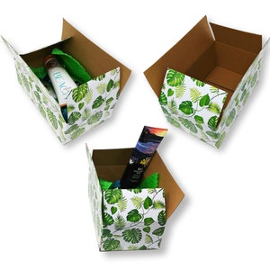 12 Pack 10x6x4" Banana Leaf, Palm Tree Designer Boxes, Recyclable ...