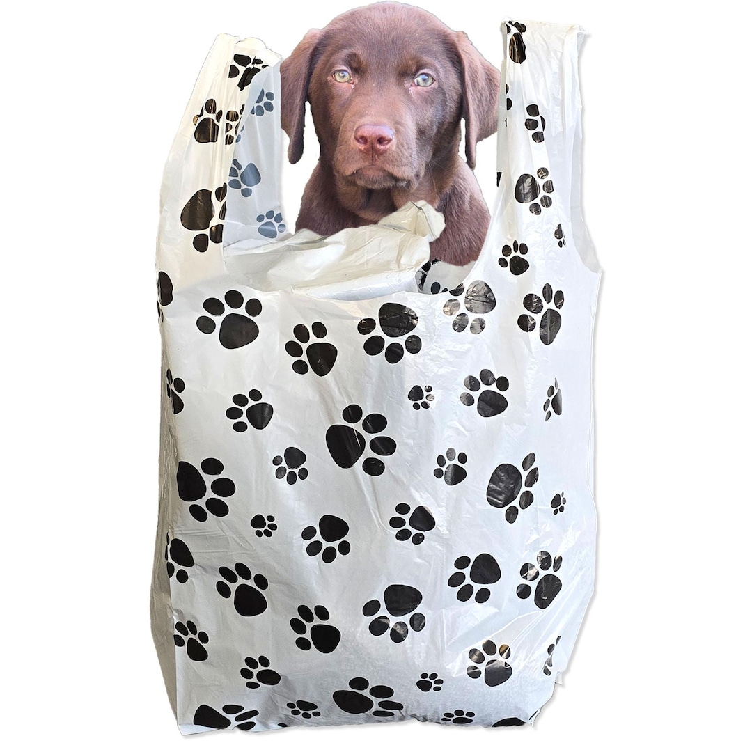 Eco-friendly Paw Print Plastic T-shirt Bags With Handles, 8x5x18 ...