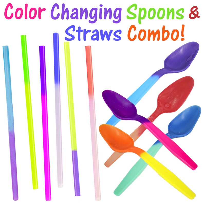 100 Pack Totally Awesome Color Changing Spoons & Straws - Etsy