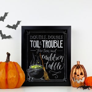 Toil & Trouble Chalkboard Art Print: Halloween Home Decor - Etsy