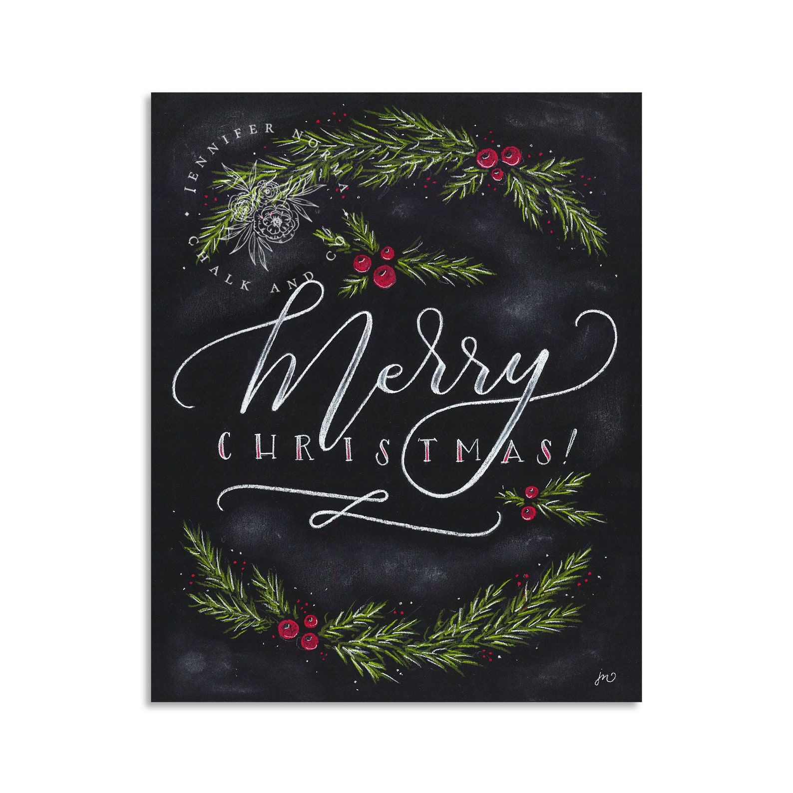 Merry Christmas - Print - Chalkboard Art, Chalk Art, Christmas Art ...