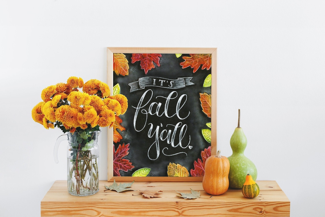 Fall Ya'll - Print - Chalkboard Art, Chalk Art, Fall Art, Fall Decor ...