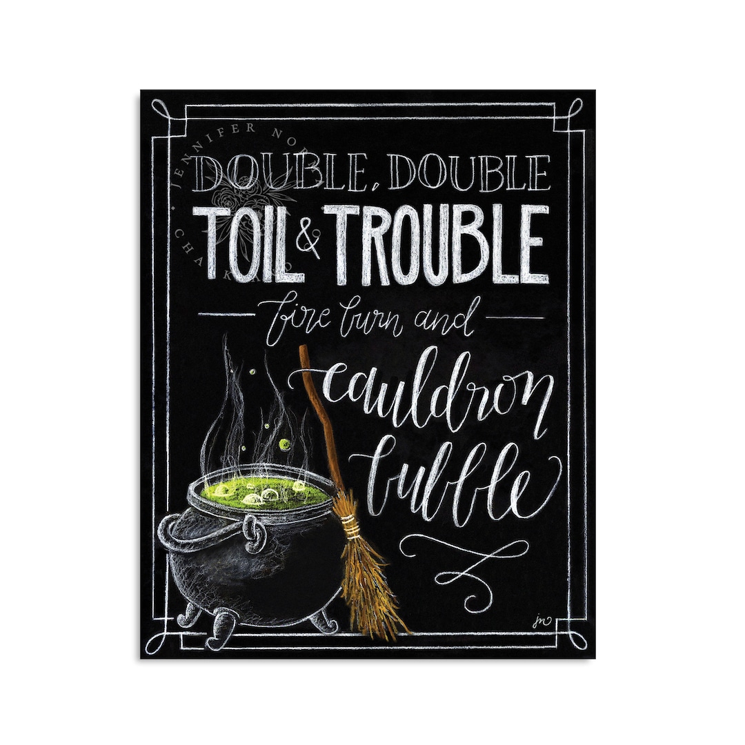 Toil & Trouble Chalkboard Art Print: Halloween Home Decor - Etsy