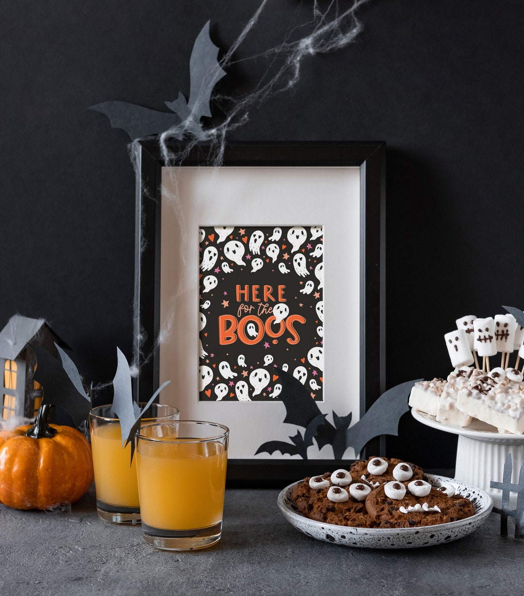 Here for the Boos Print: Halloween Ghost Art (digital Art) - Etsy