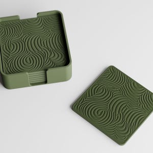 Bas Relief Coasters and Storage Box, Set of Six Nature Designs, 3D ...