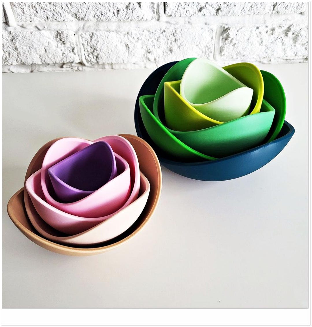 Lotus Flower Bowls: 3D Printed Pastel/green Bowl Set - Etsy