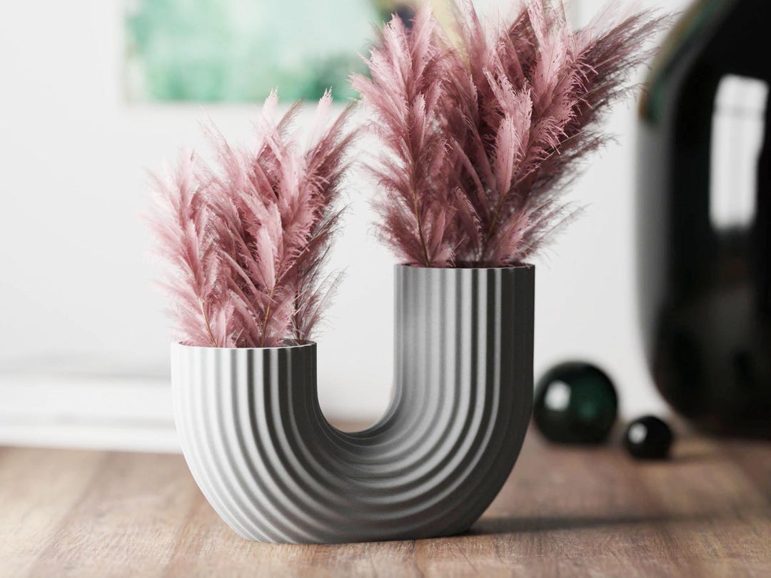 U Shaped Modern Vase, Double Wide Vase, 3D Printed, Eco-friendly ...