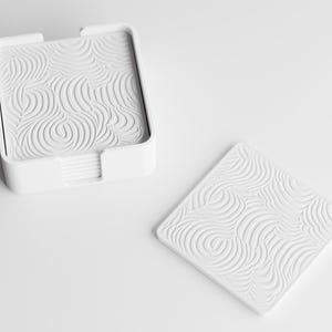 Bas Relief Coasters and Storage Box, Set of Six Nature Designs, 3D ...