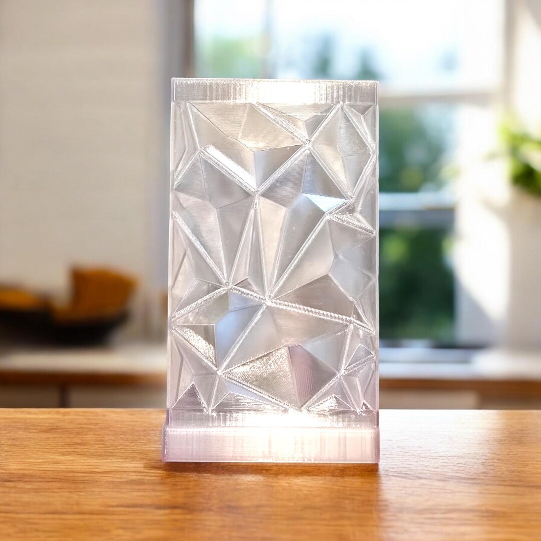 Cracked Ice Lamp, 3D Printed, Crystal Holographic Light, Modern Decor ...