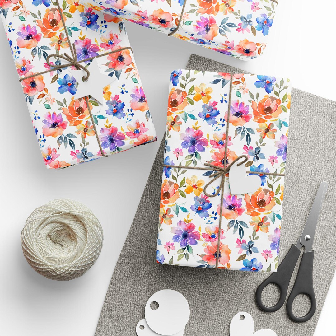 Floral Gift Wrap Paper | Vibrant Wrapping Sheets for Birthdays ...
