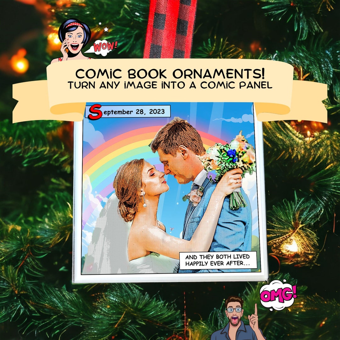 Custom Comic Book Panel Ornament, Personalized From Your Photo, Unique ...