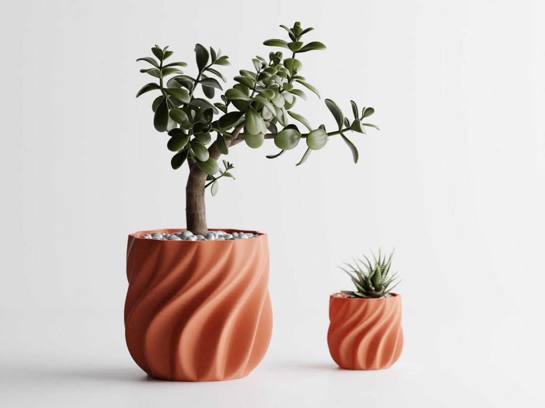 Smooth Ribs Curved Plant Pot | 3D Printed Decorative Planter | Modern ...