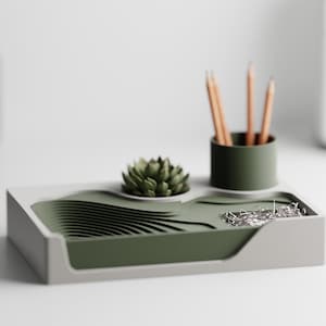 Custom 3D Desk Organizer: Modern Stepped Tray With Planter - Etsy