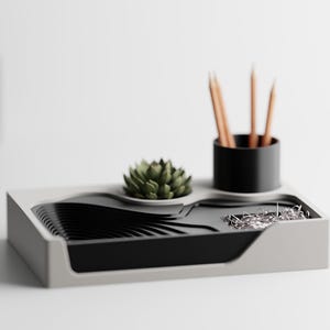 Custom 3D Desk Organizer: Modern Stepped Tray With Planter - Etsy