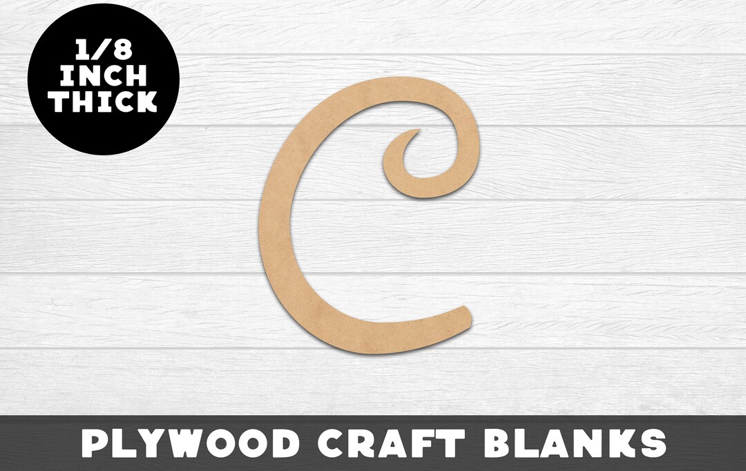 C Wood Shape, Letter Font, Unfinished Wood, Craft Wood, Wood Cutout ...