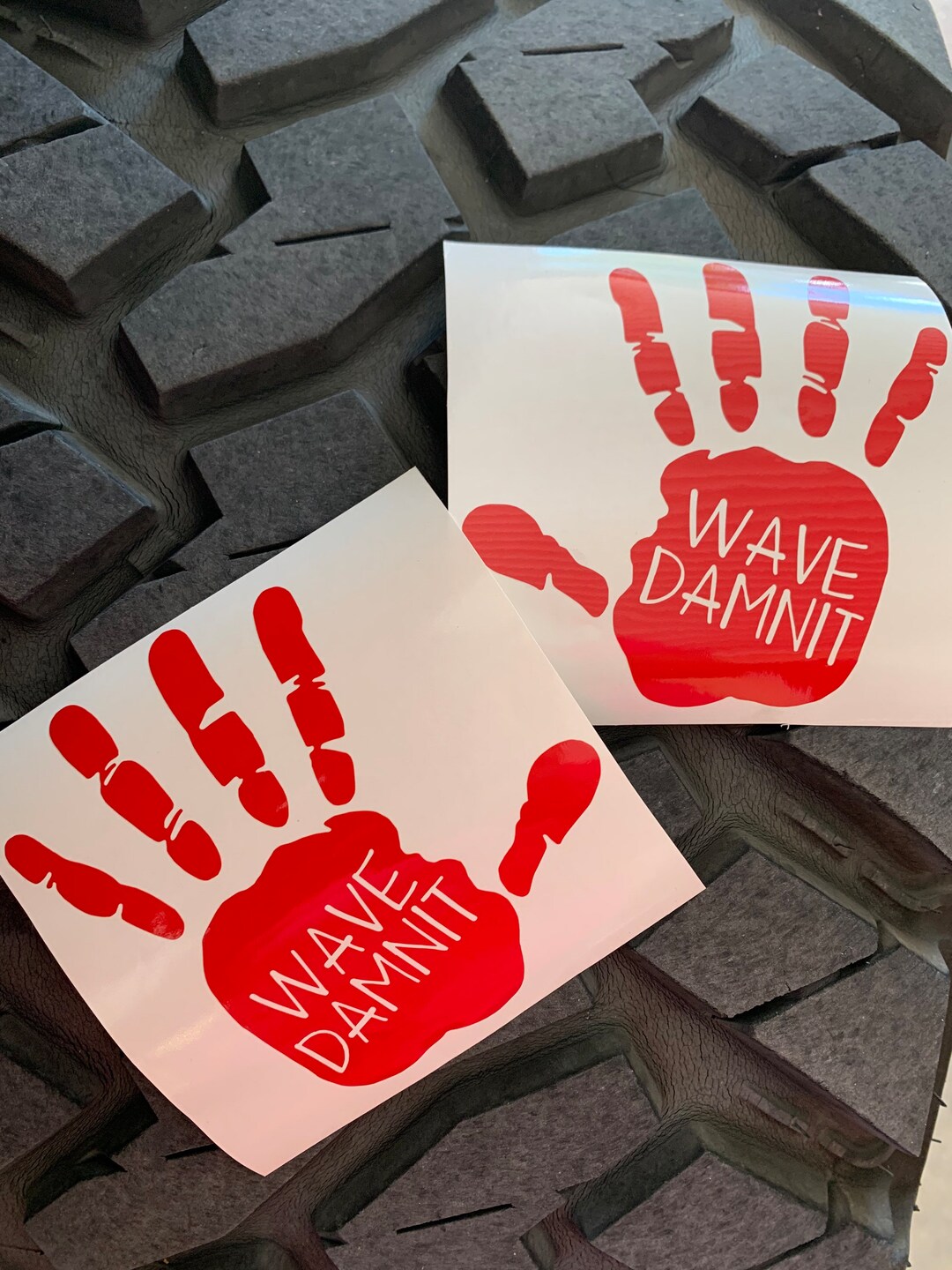 Pair of Wave Damnit Hands Decals - Etsy